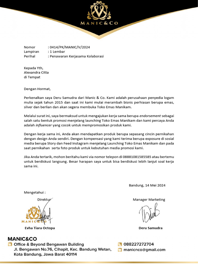 Surat Penawaran Kerjasama Kolaborasi | PDF | Bisnis