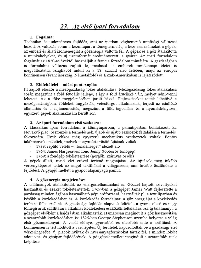 Az Első Ipari Forradalom | PDF