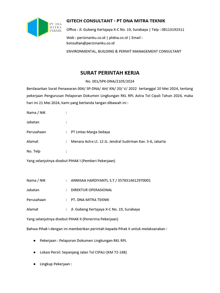 SPK RKL RPL Astra Tol Cipali Tahun 2024 | PDF