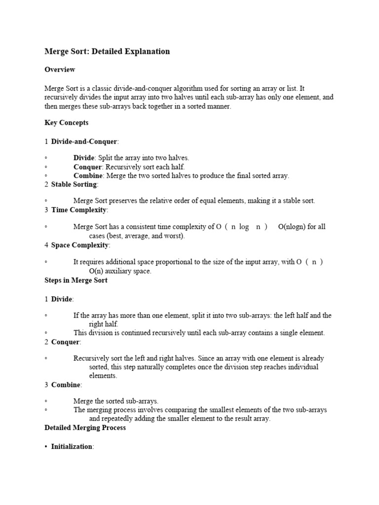 Detailed Merge Sort algorithm | Download Free PDF | Time Complexity ... Detailed Merge Sort algorithm | Download Free PDF | Time Complexity ...