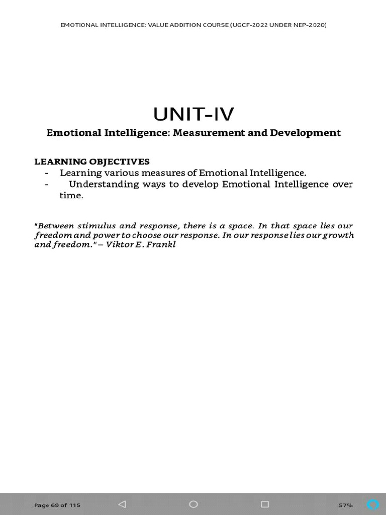 Emotional Intelligence Unit 4 | PDF | Emotional Intelligence ...