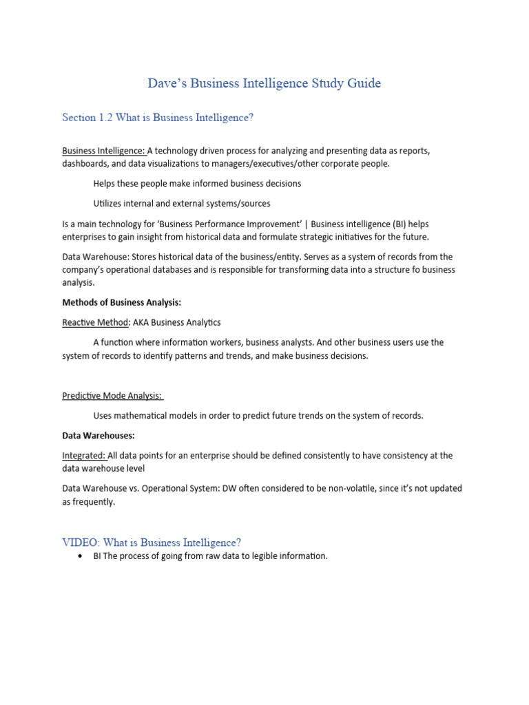 Daves Business Intelligence Guide UA | PDF | Business Intelligence | Data Warehouse