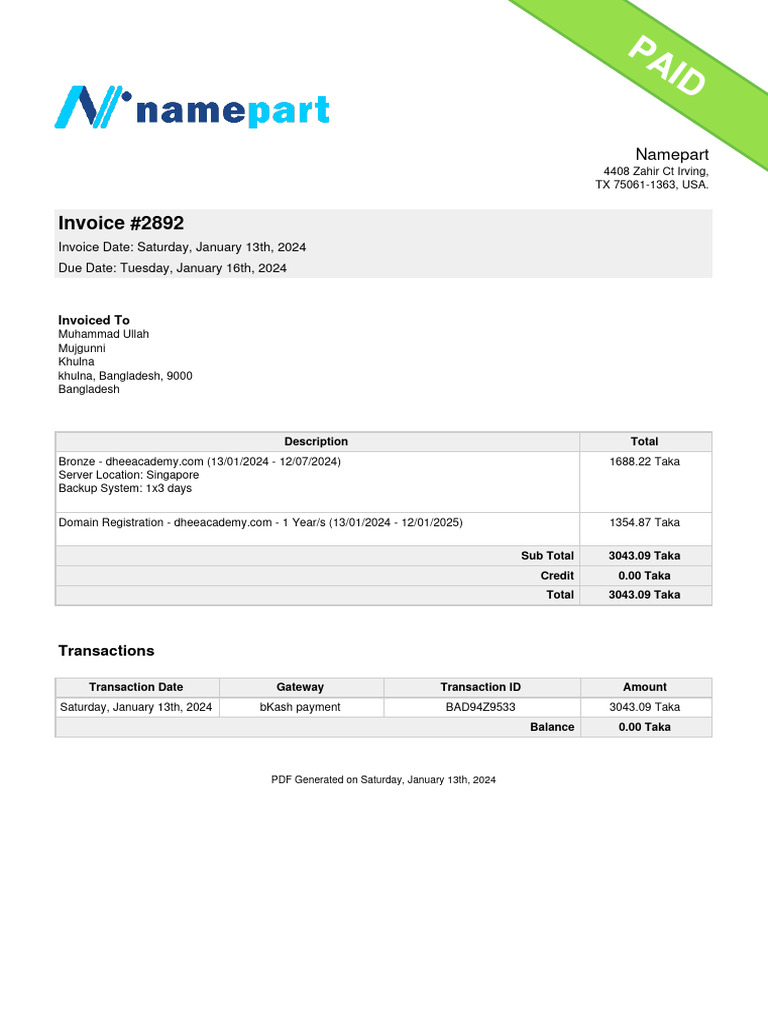Invoice-2892 | PDF