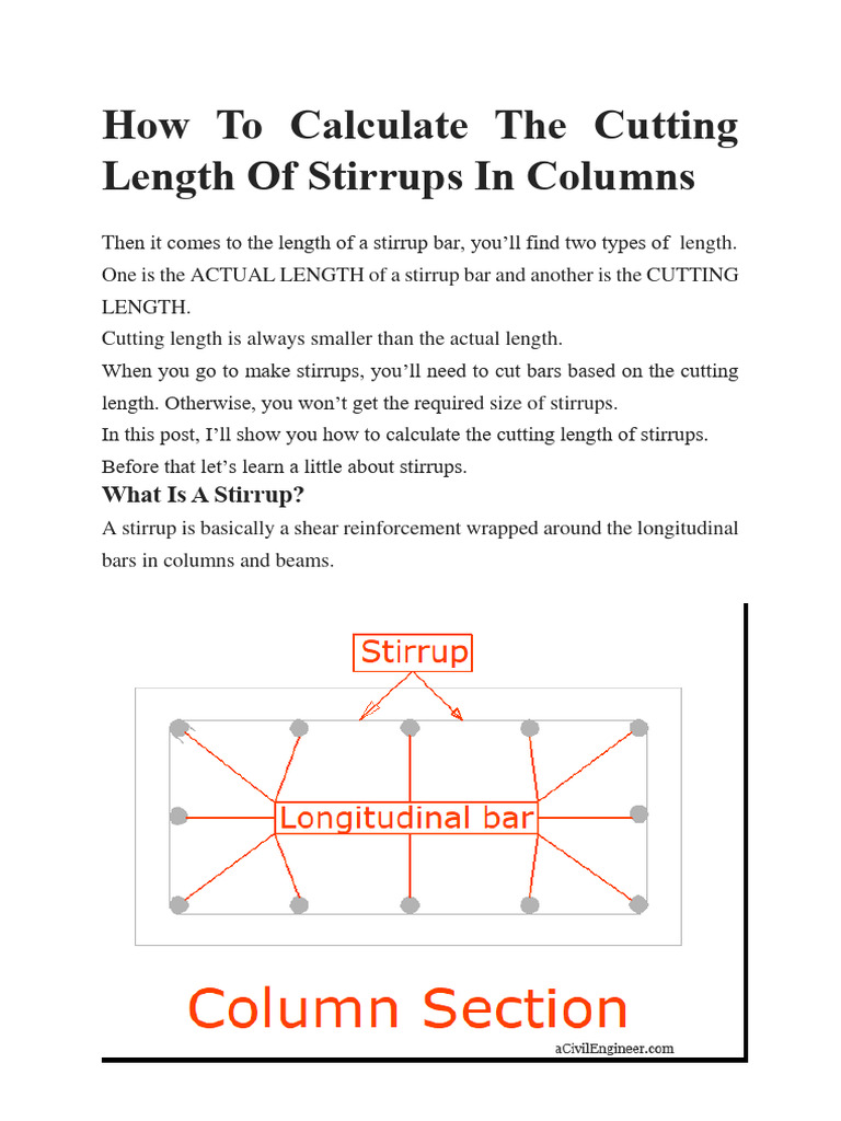 Stirrups Cutting Length Guide | PDF | Column | Length