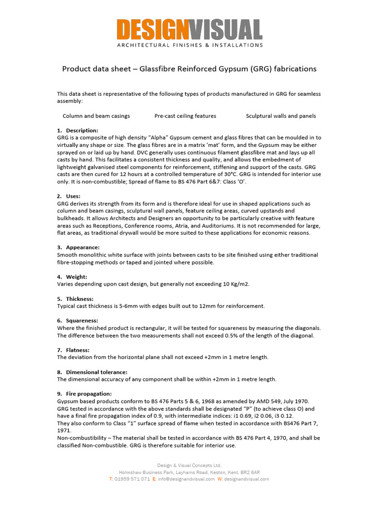 DVC-GRG-material-data-specification-sheet | PDF | Drywall | Fiberglass