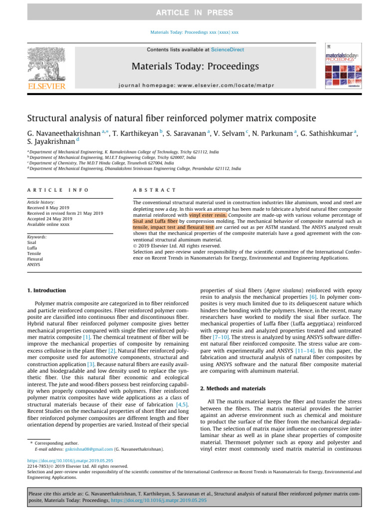 6 Structural Analysis of Natural Fiber Reinforced Polymer Matrix ...