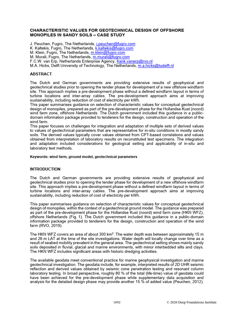 Geotechnical Design Values for Offshore Monopiles | PDF | Geotechnical ...
