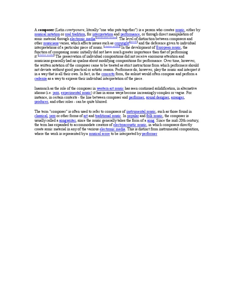 A Composer | PDF | Social Science | Art