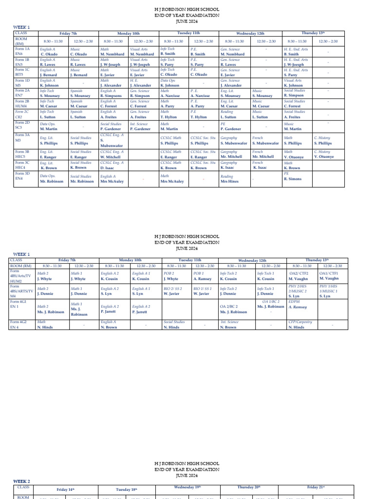 H J EOY 2024 Time Table Final | PDF | Observation | Inquiry