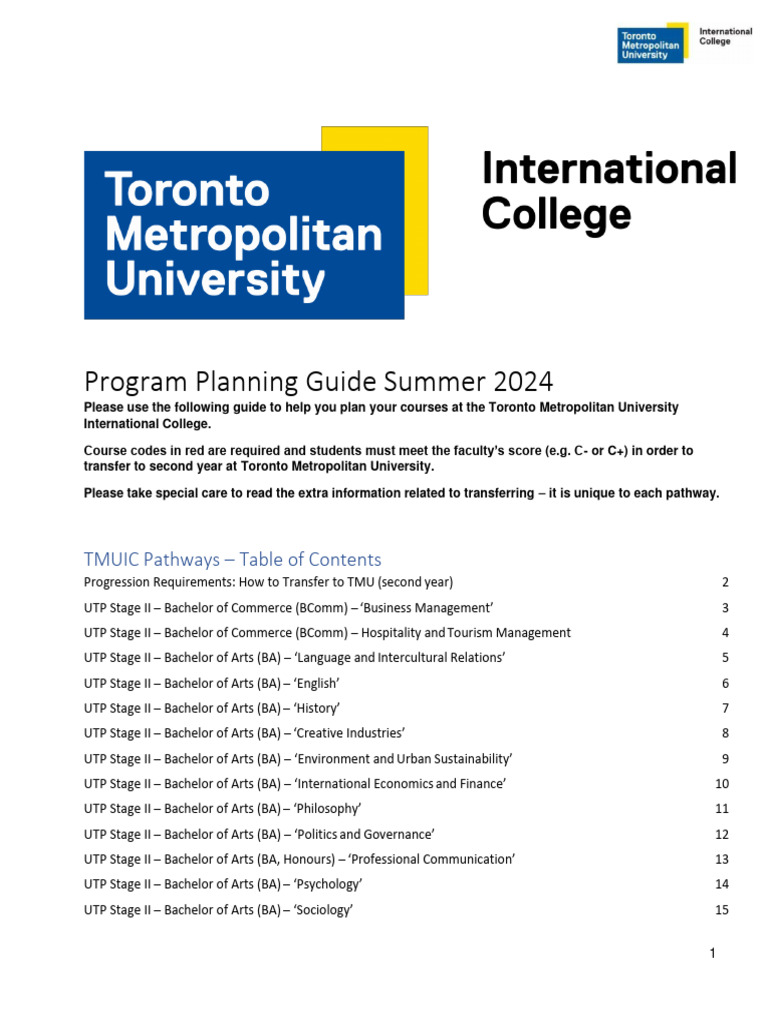 UTP2 - Program Planning Guide Summer 2024 | PDF | Bachelor's Degree ...