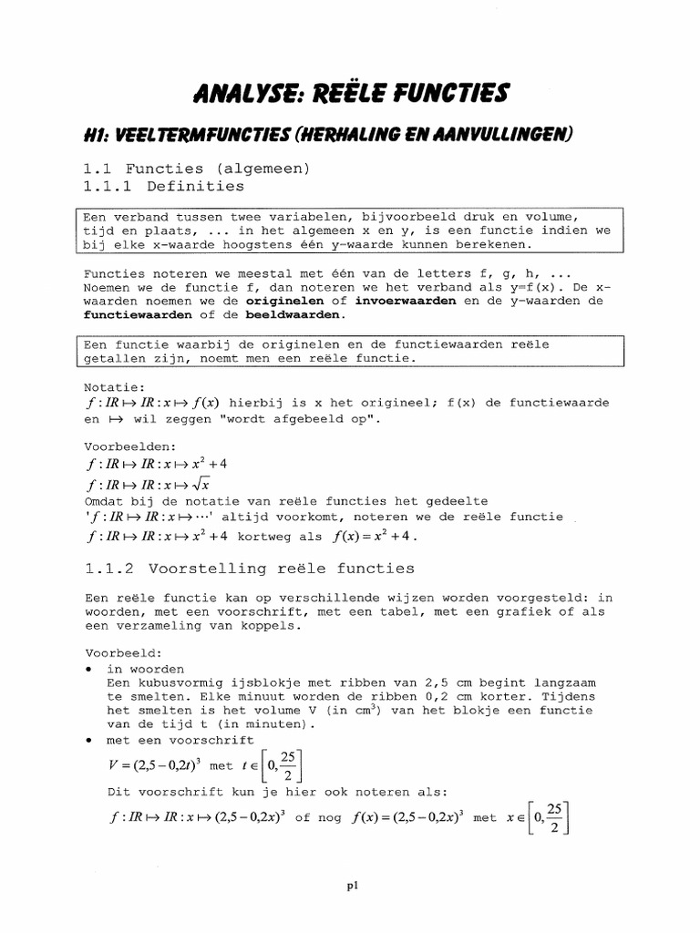 Reële Functies 5TW H1 Tem H3 | PDF