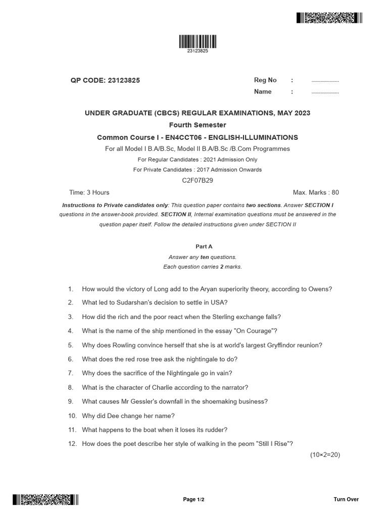 English 4th Sem | PDF