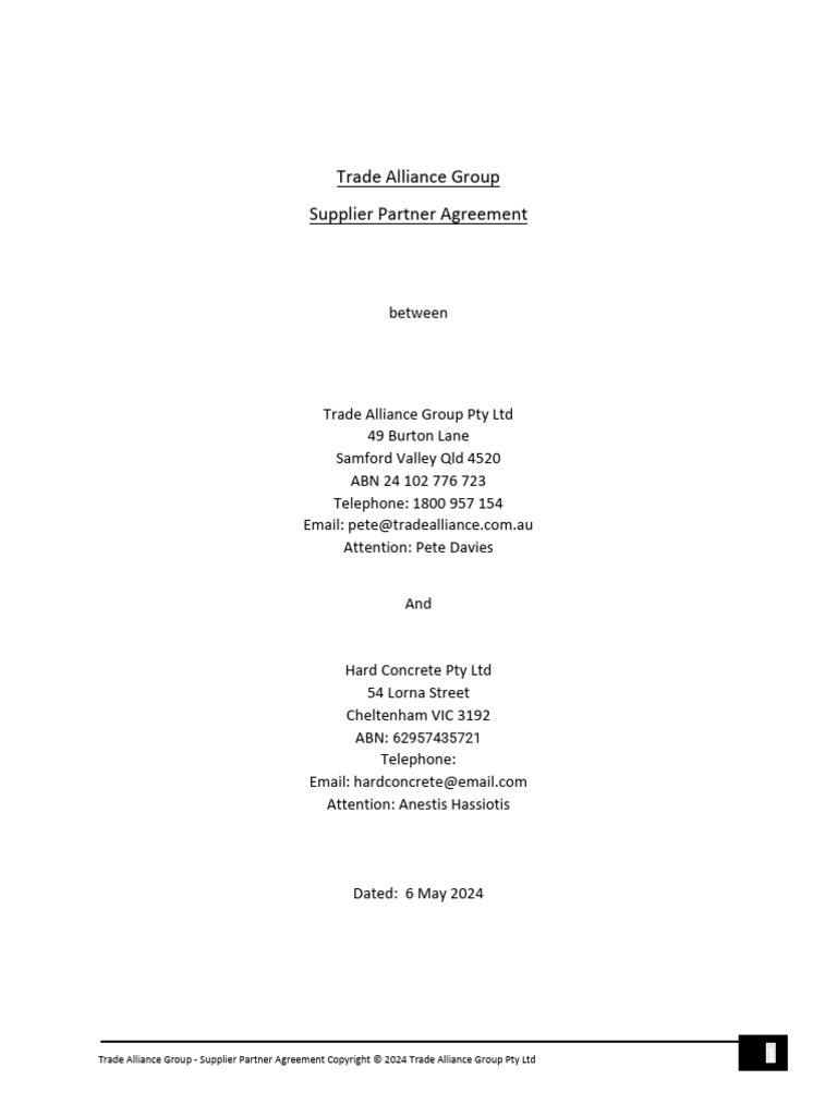 Hard Concrete & TAG Agreement | PDF | Indemnity | Private Law