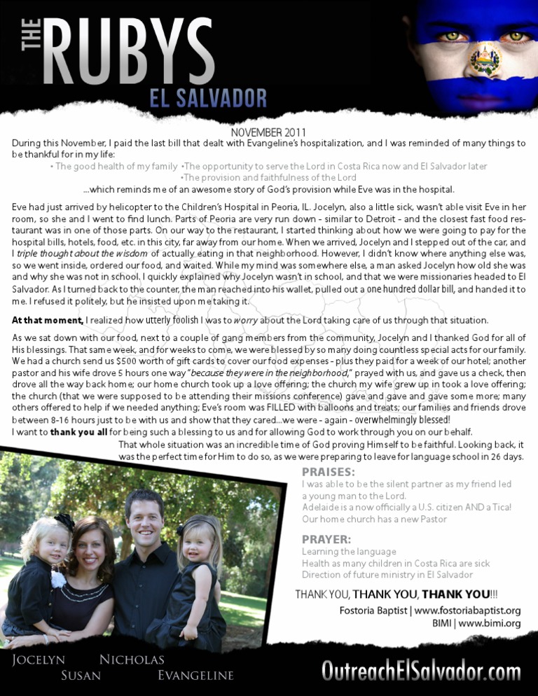 Ruby November 2011 Prayer Letter | Download Free PDF | Prayer ...