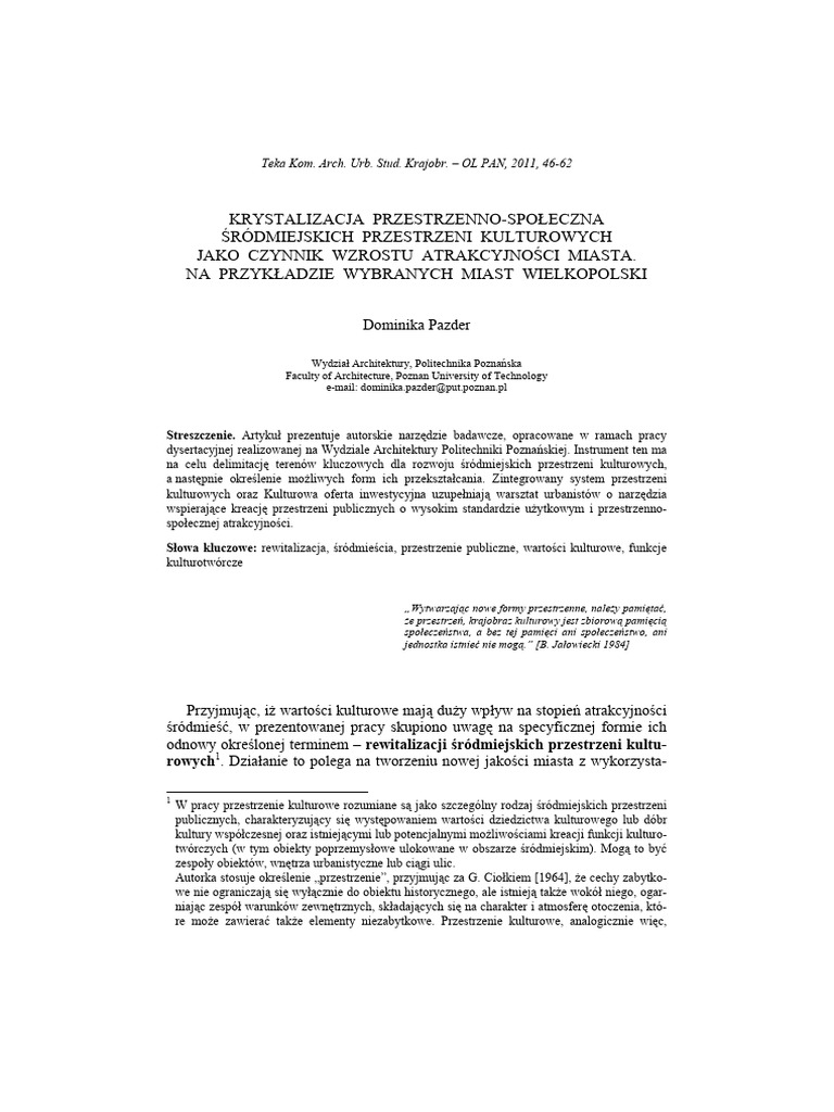 Krystalizacja Przestrzenno Spoleczna Sro | PDF