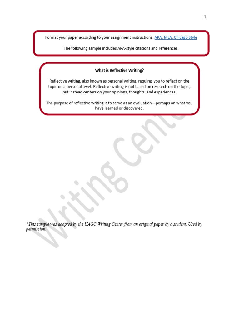 Sample Reflective Writing | PDF | Behavioural Sciences