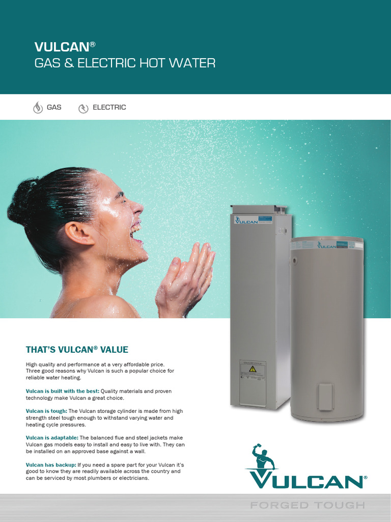 Vulcan Gas Electric Brochure Jul23 | PDF | Water Heating