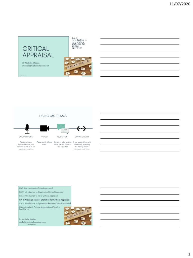 CA4 Introduction To Interpreting Statistics For Critical Appraisal ...