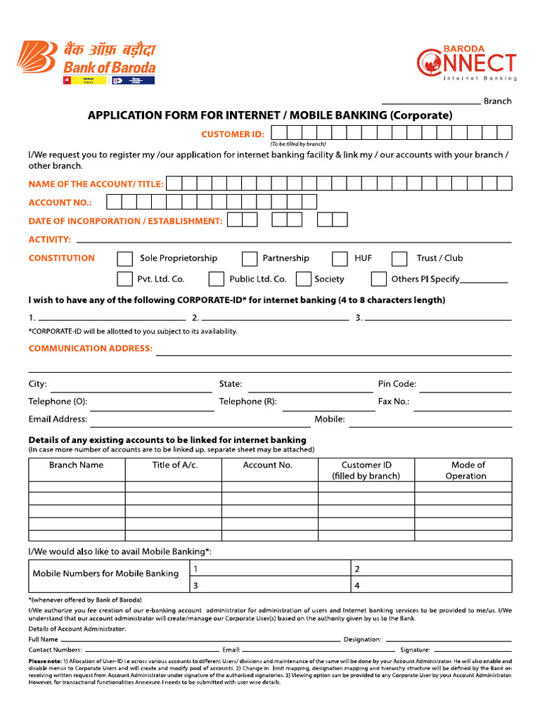 Internet Banking Application Non Individual | PDF