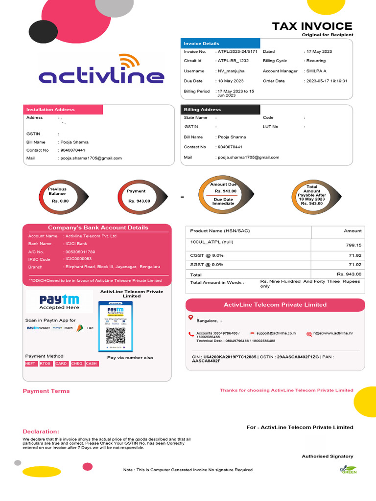 Internet Bill | Download Free PDF | Cheque | Payments