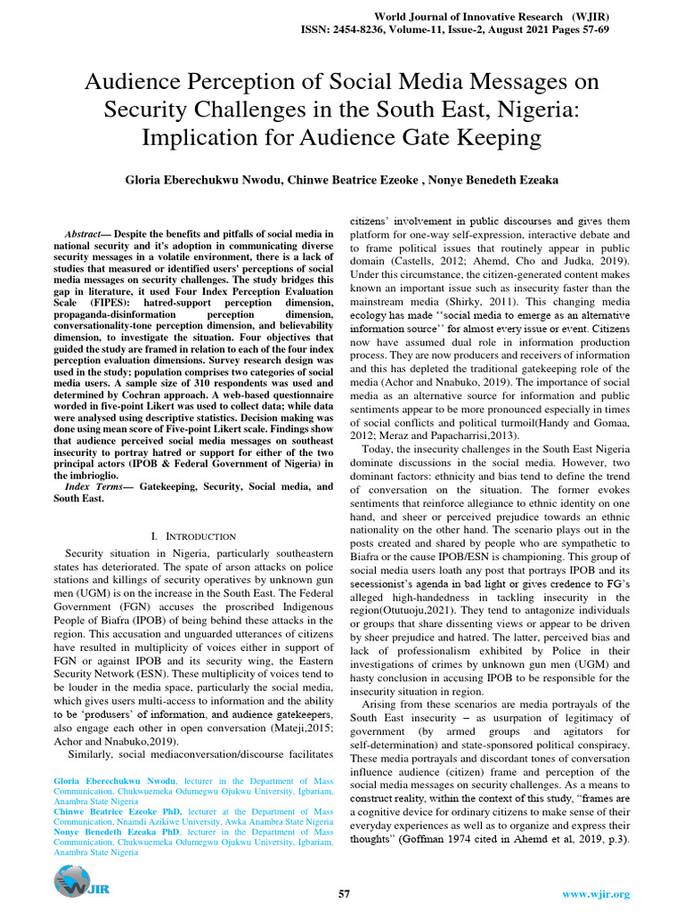 Audience Perception of Social Media on Security | PDF | Social Media ...
