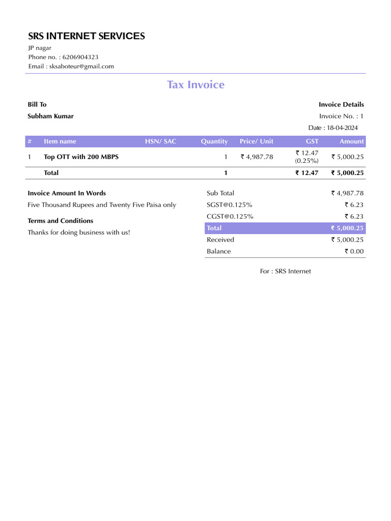 Invoice April | PDF
