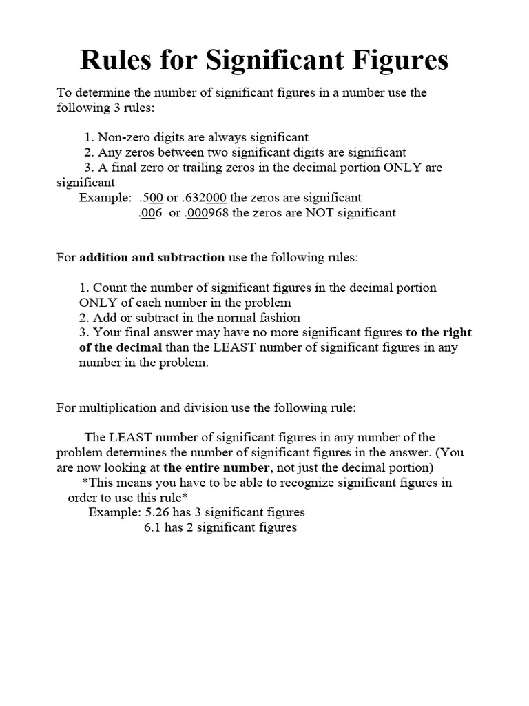 1 Rules For Significant Figures | PDF