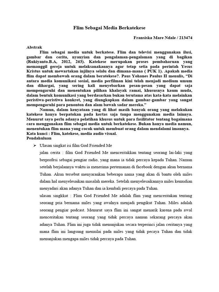Flim Sebagai Media Pengajaran Iman Katekese Digital | PDF
