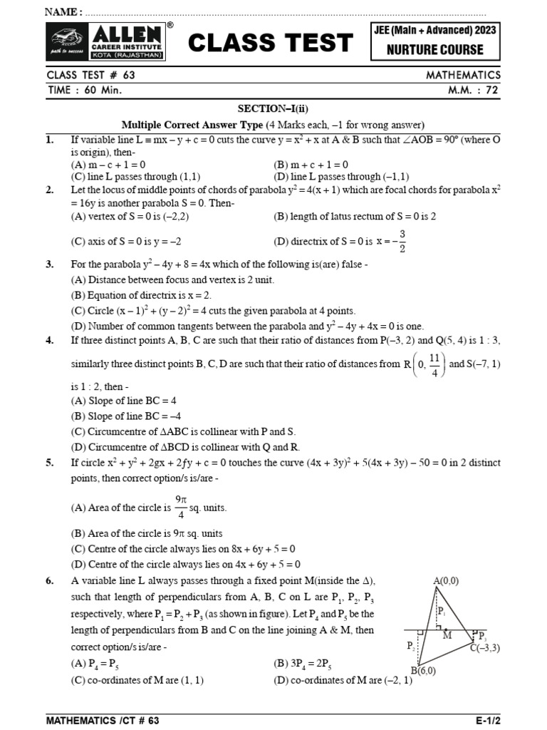 63 Class Test (N-TOPS, TNPS) - Student | PDF | Geometric Shapes ...