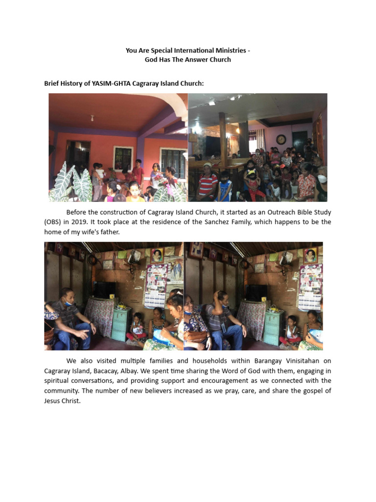 Brief History of YASIM-GHTA Church | PDF | Jesus | Pastor