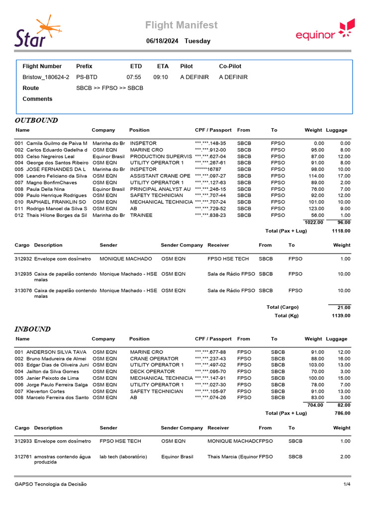 Flight Manifest-18-06-24 | PDF