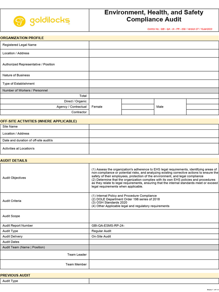 Corporate EHS Audit Checklist (Updated Version) | PDF | Personal Protective Equipment | Audit