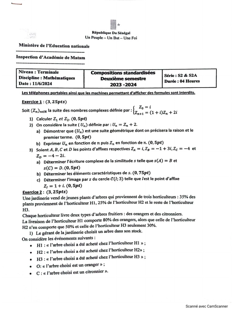 Composition Second Semestre TS2 IA MATAM 20232024 | PDF