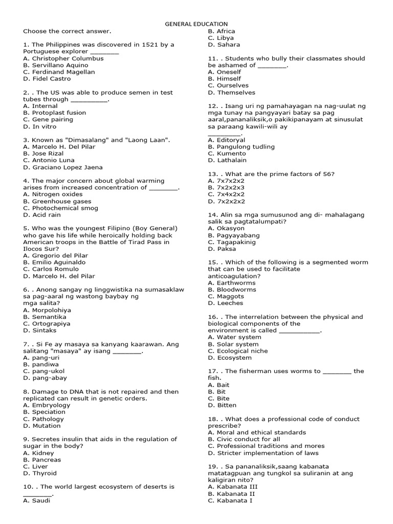 General Knowledge Quiz | PDF