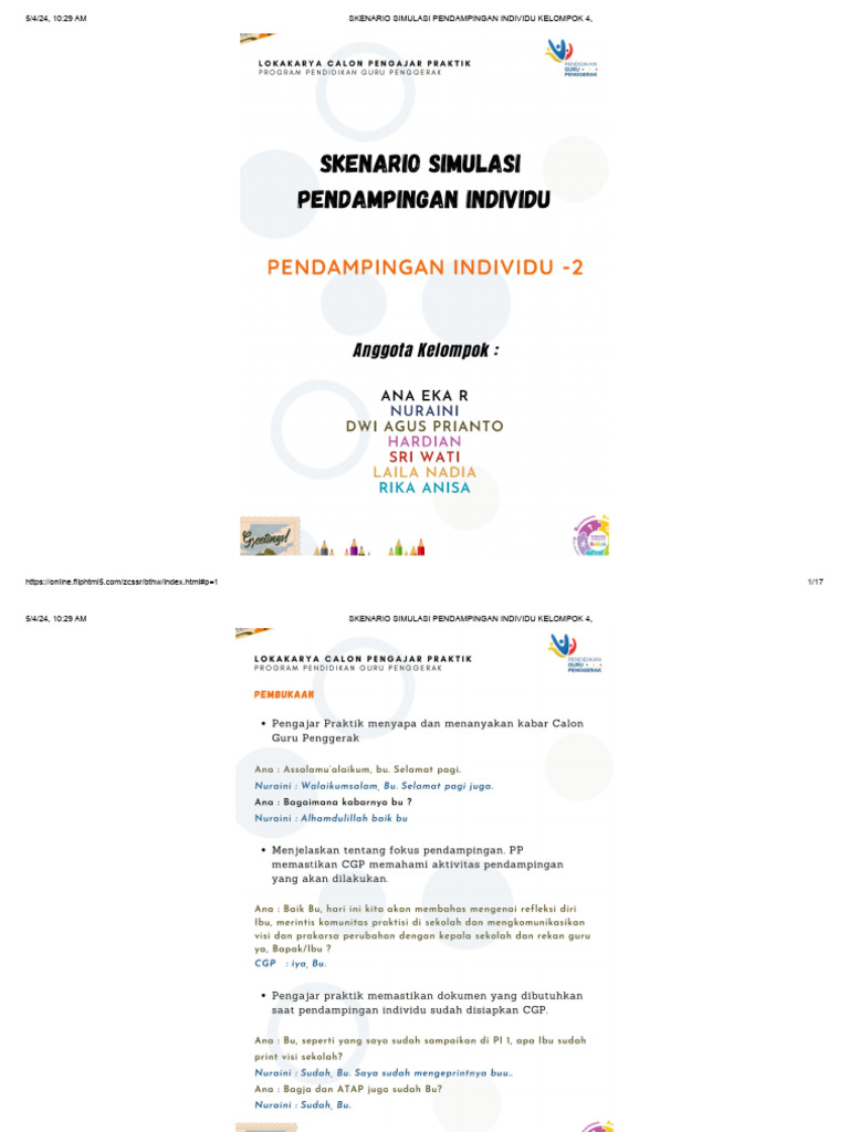 Skenario Simulasi Pendampingan Individu Kelompok 4 | PDF