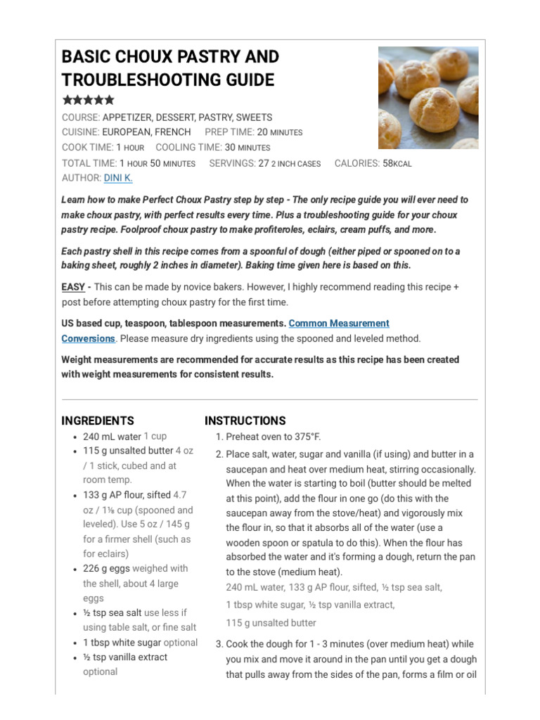 Basic Choux Pastry and Troubleshooting Guide - The Flavor Bender | PDF ...