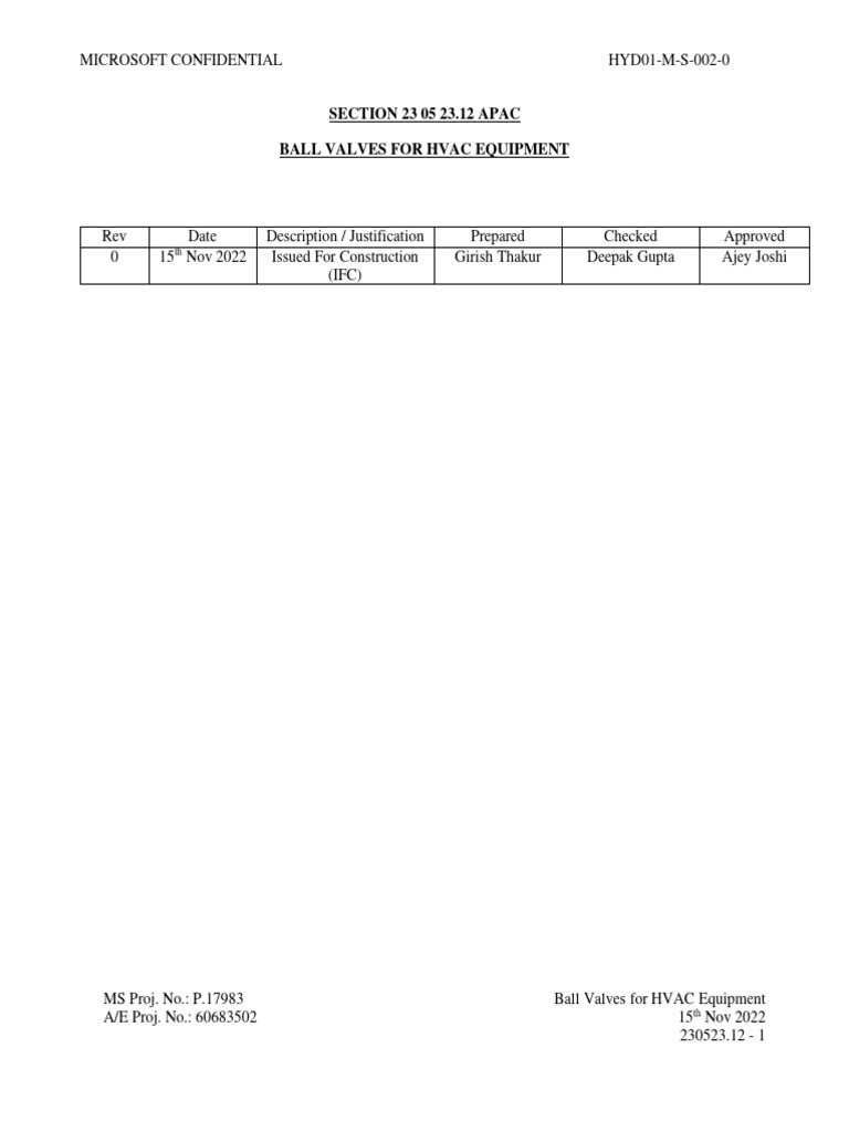 23 05 23.12 Apac Ball Valves For Hvac Piping | PDF | Valve | Pipe ...