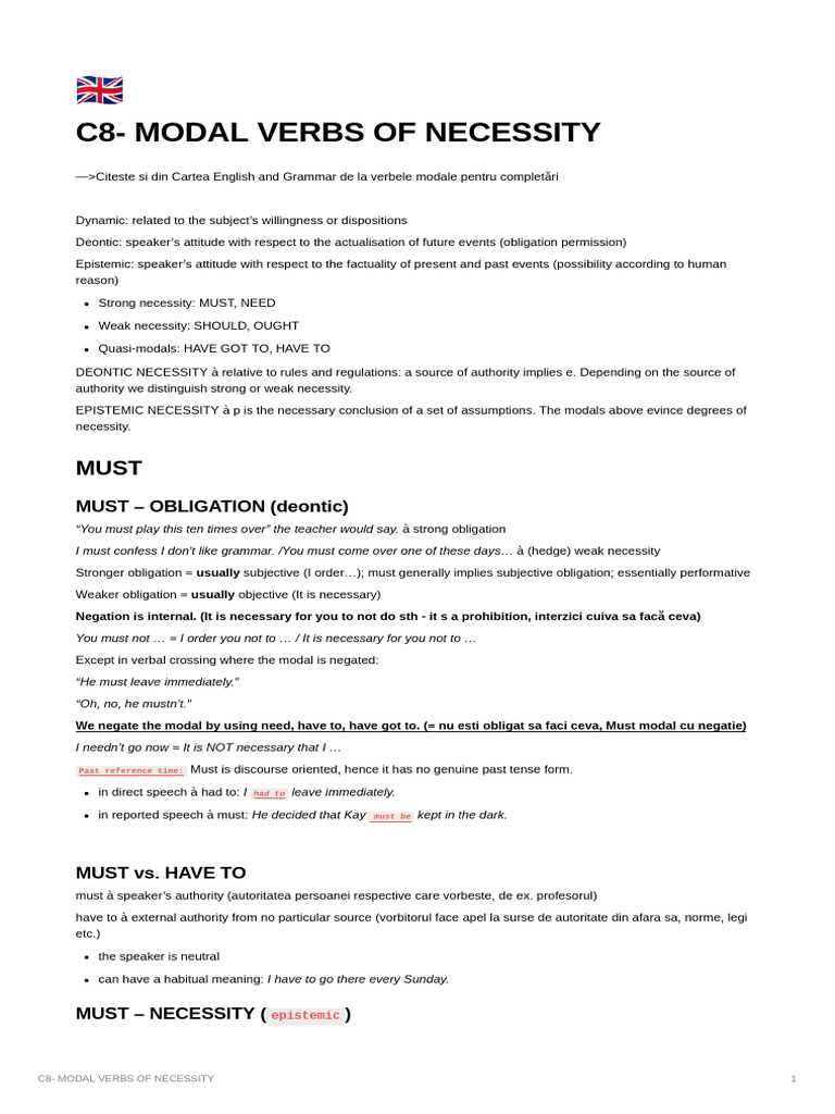 C8-_MODAL_VERBS_OF_NECESSITY | PDF | Syntax | Semantics