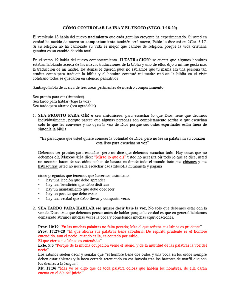 Cómo Controlar La Ira Y El Enojo Pdf Ira Pecado