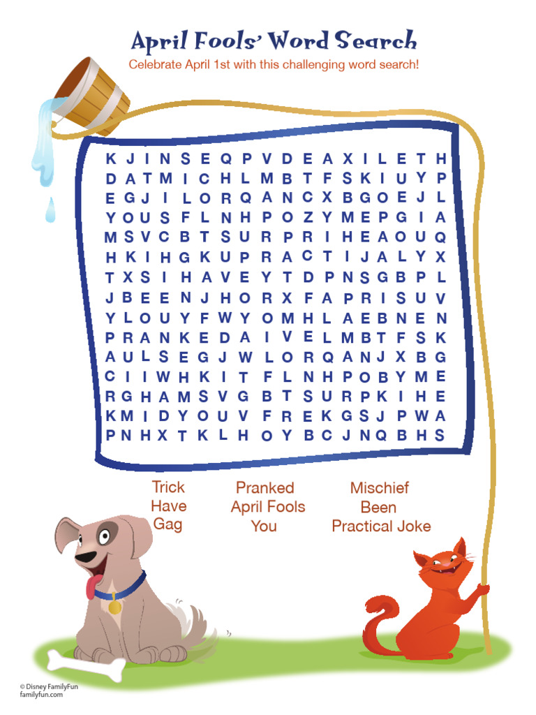 April Fools Word Search Printable 0310 | PDF