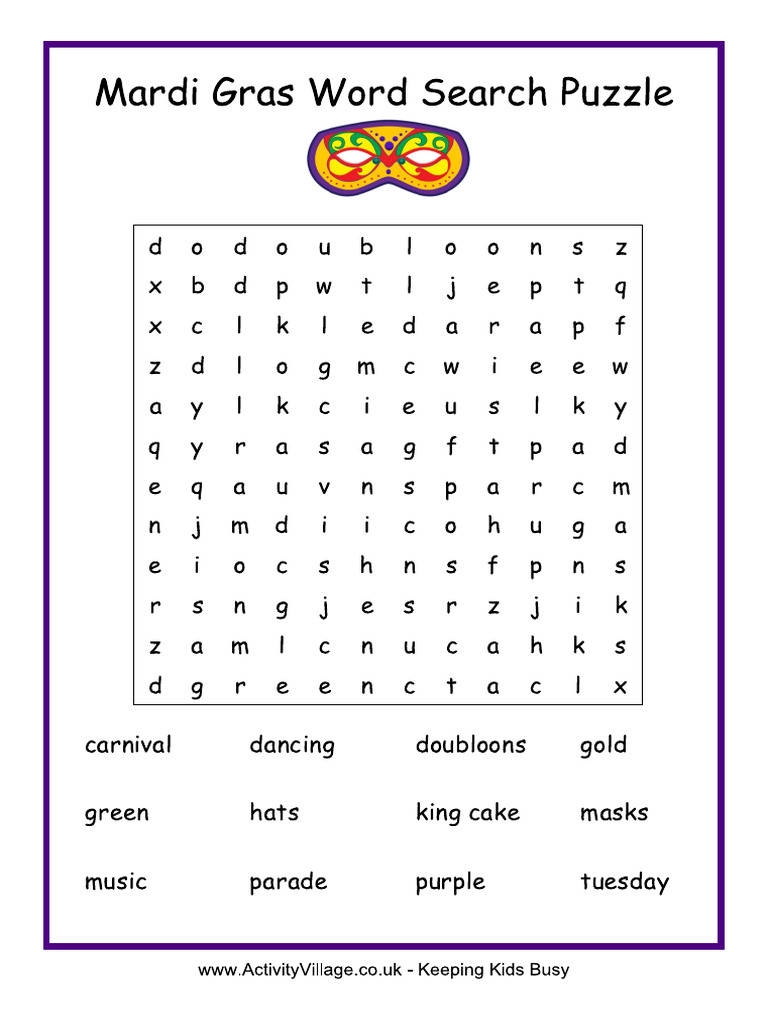 Mardi Gras Word Search | PDF