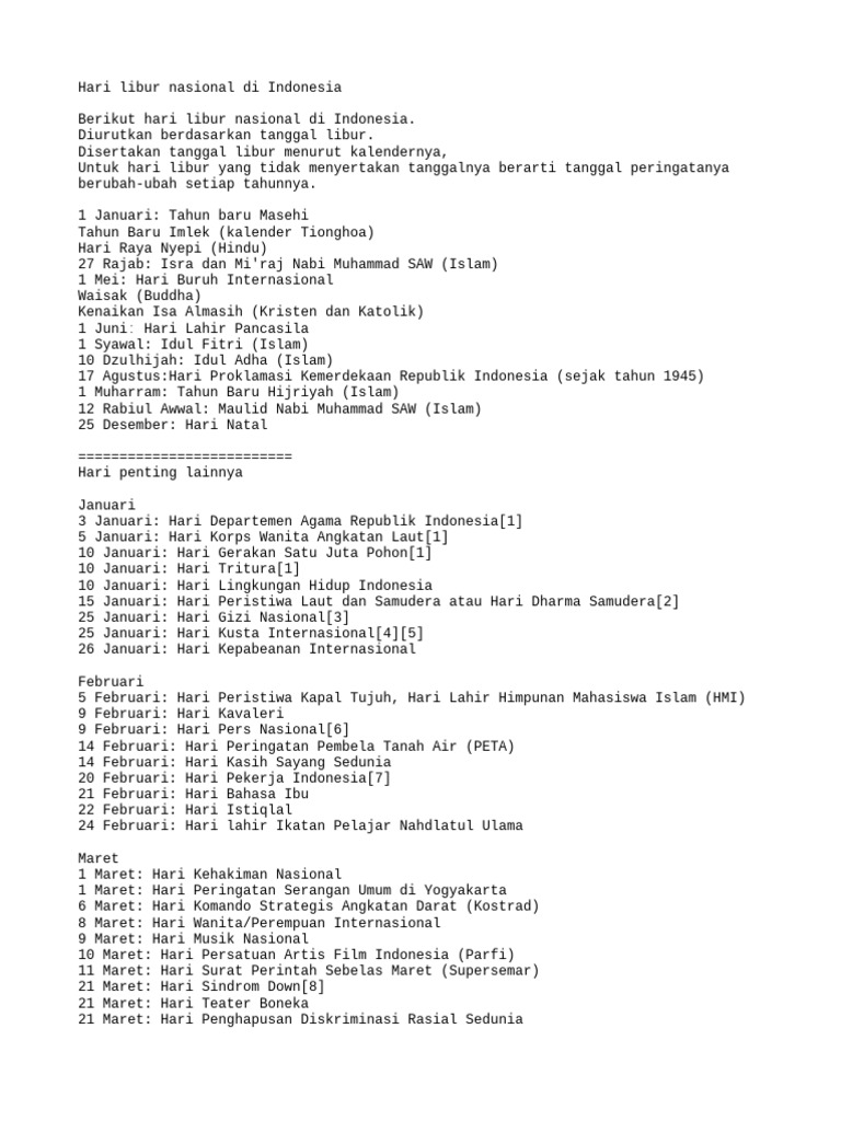 HARI BESAR NASIONAL Wiki | PDF