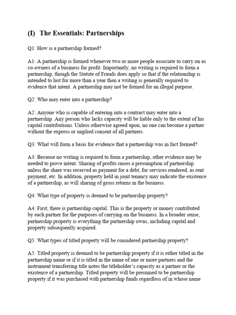 Sample Chapter - UBE Essentials (Partnerships) | PDF | Partnership ...