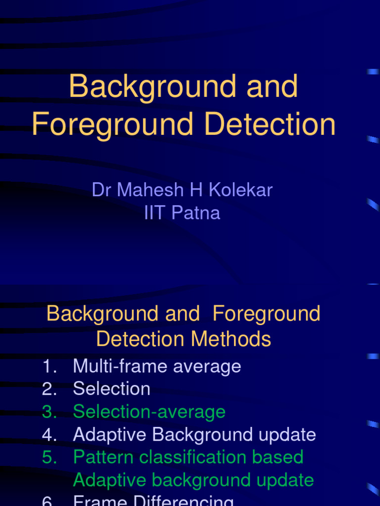 Background And Foreground Detection Kolekar 2014 Pdf Applied Mathematics Vision