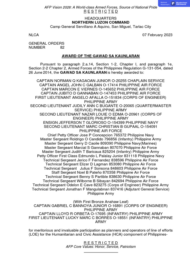 Gawad Sa Kaunlaran Balikatan | PDF | Sergeant | Lieutenant