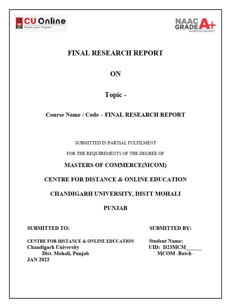 Cover Page-Final Report | PDF