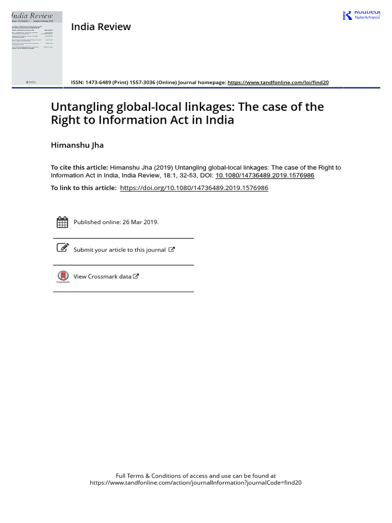 Untangling Global-Local Linkages - The Case of The Right To Information ...