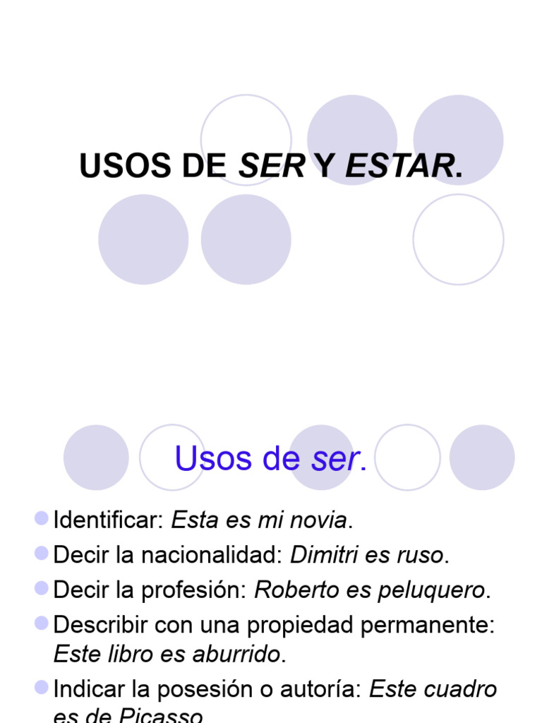 Usos de los verbos ser y estar | PDF | Adjetivo | Adverbio