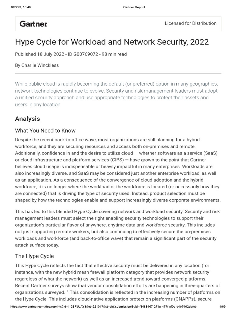 Gartner - Hype Cycle For Workload and Network Security, 2022 | PDF ...