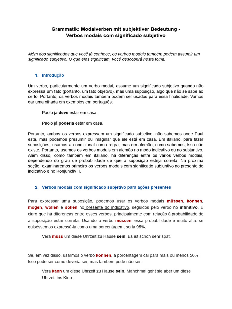 Verbos Modais e Significado Subjetivo | PDF | Idiomas | Estudos de ...